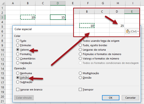 Usando O Colar Especial Do Excel 