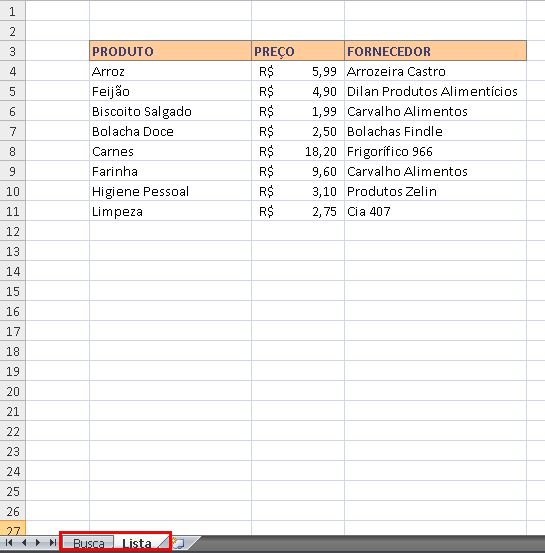 Função =Procv() no Excel Função =Procv() no Excel